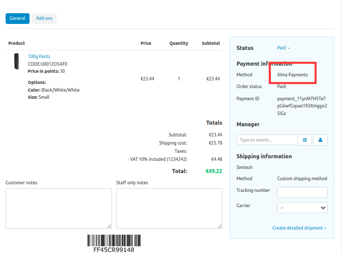 Addons :: Payment Gateways Integration :: Almapay payment method